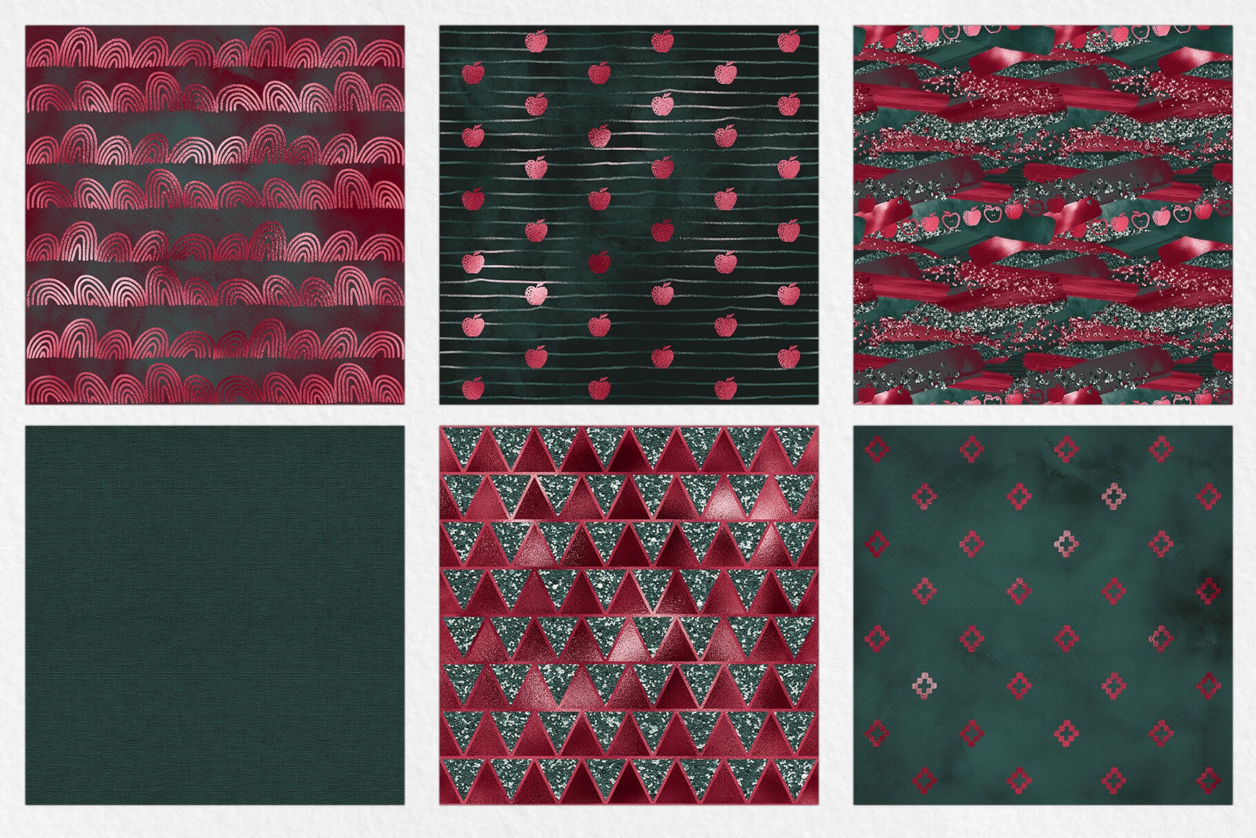 Orchard Apple Digital Paper Set, Foil, Seamless Textures, Apple ...