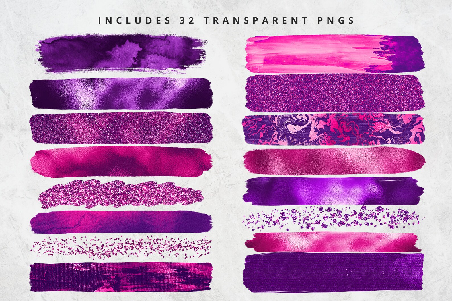 Pink and Purple Brush Strokes Clipart Paint Strokes PNG | Etsy