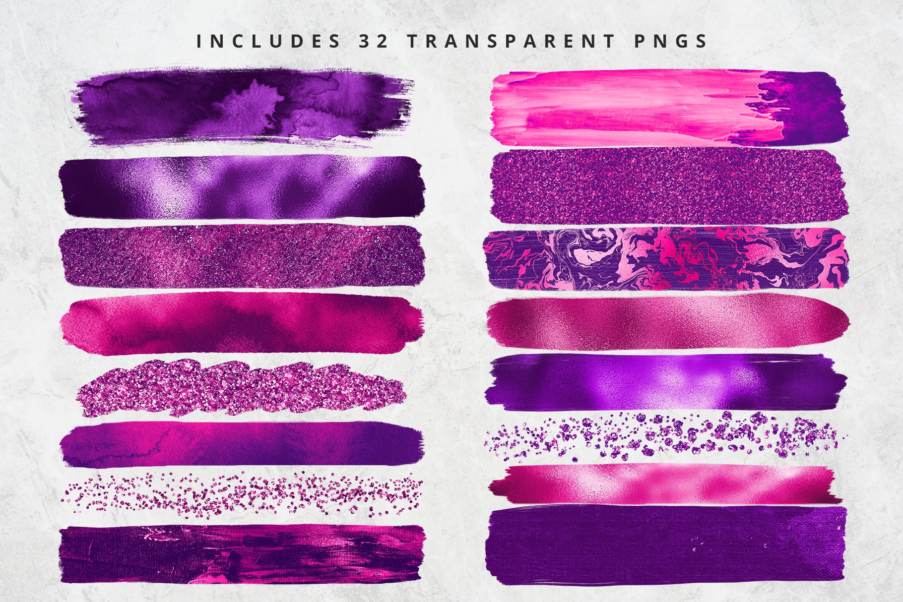 Pink and Purple Brush Strokes Clipart, Paint Strokes, PNG, Gold Foil ...