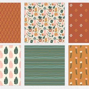 Gardening Digital Paper Set, Seamless Textures, Summer Patterns, Spring ...