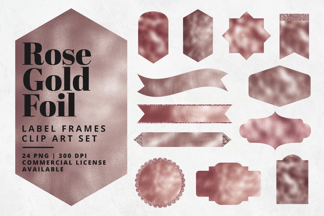 Rose Gold Foil Label Frames, Label Frame Clip Art, Rose Gold Foil ...