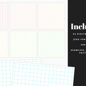 Pastel Grid Digital Paper, Grid Patterns, Square Backgrounds, Trendy ...