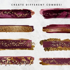 Wine and Gold Brush Strokes Clipart, Paint Strokes, PNG, Gold Foil ...