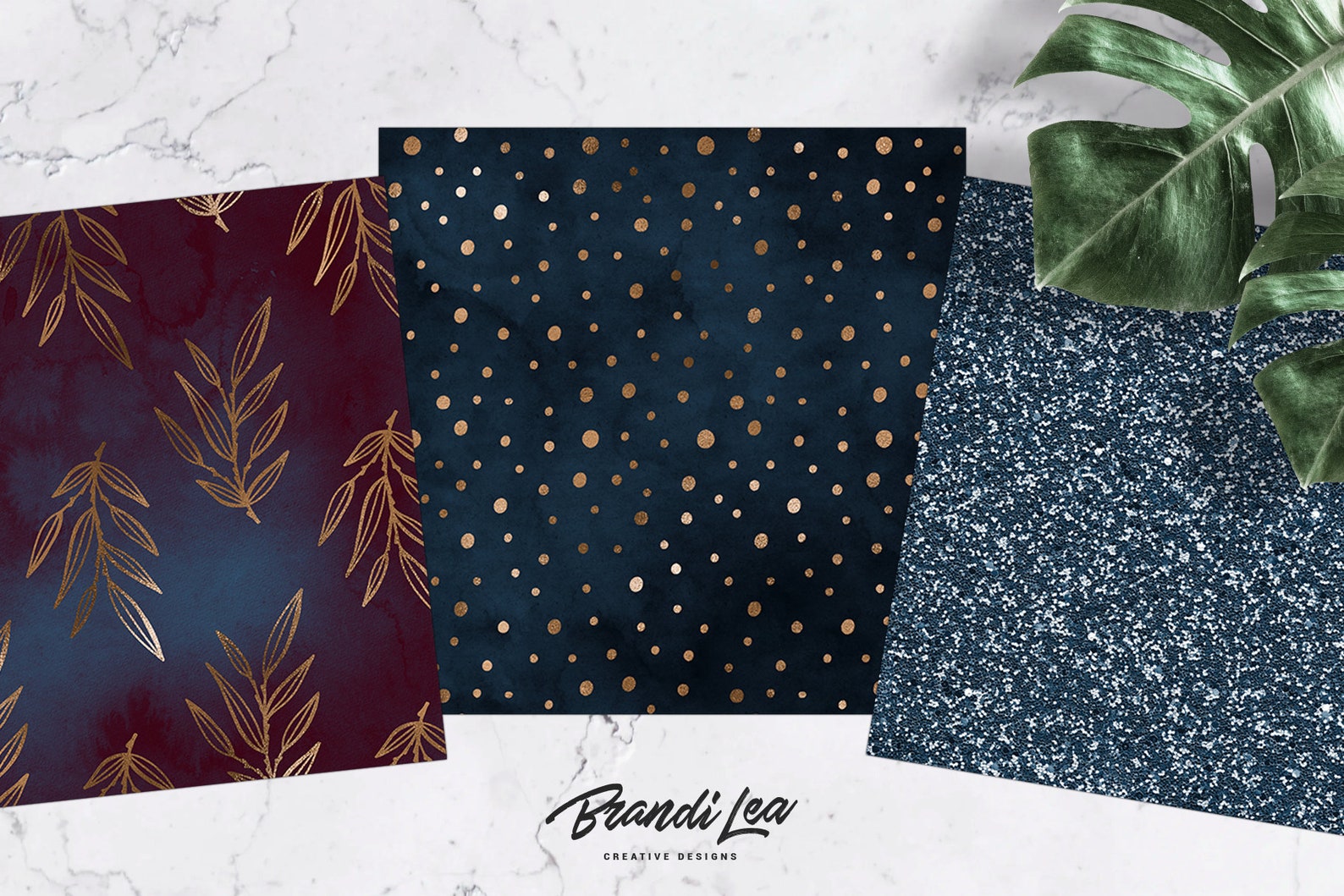 Navy & Burgundy Digital Paper Set Foil Seamless Textures | Etsy