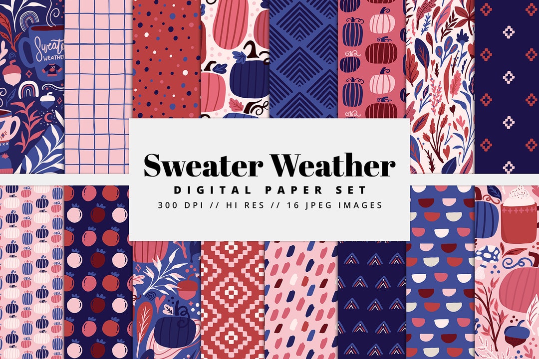 Sweater Weather Fall Digital Paper Set, Seamless Textures, Abstract ...