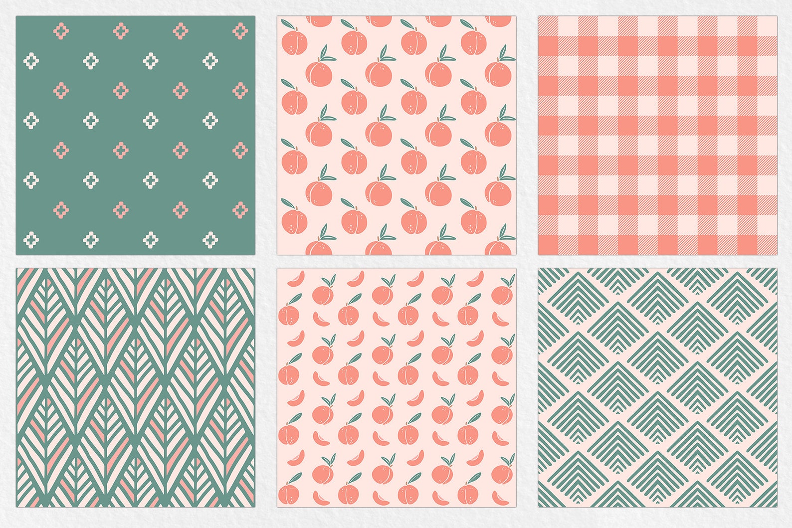 Peach Digital Paper Set Seamless Textures Summer Patterns - Etsy