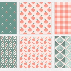 Peach Digital Paper Set, Seamless Textures, Summer Patterns, Spring ...