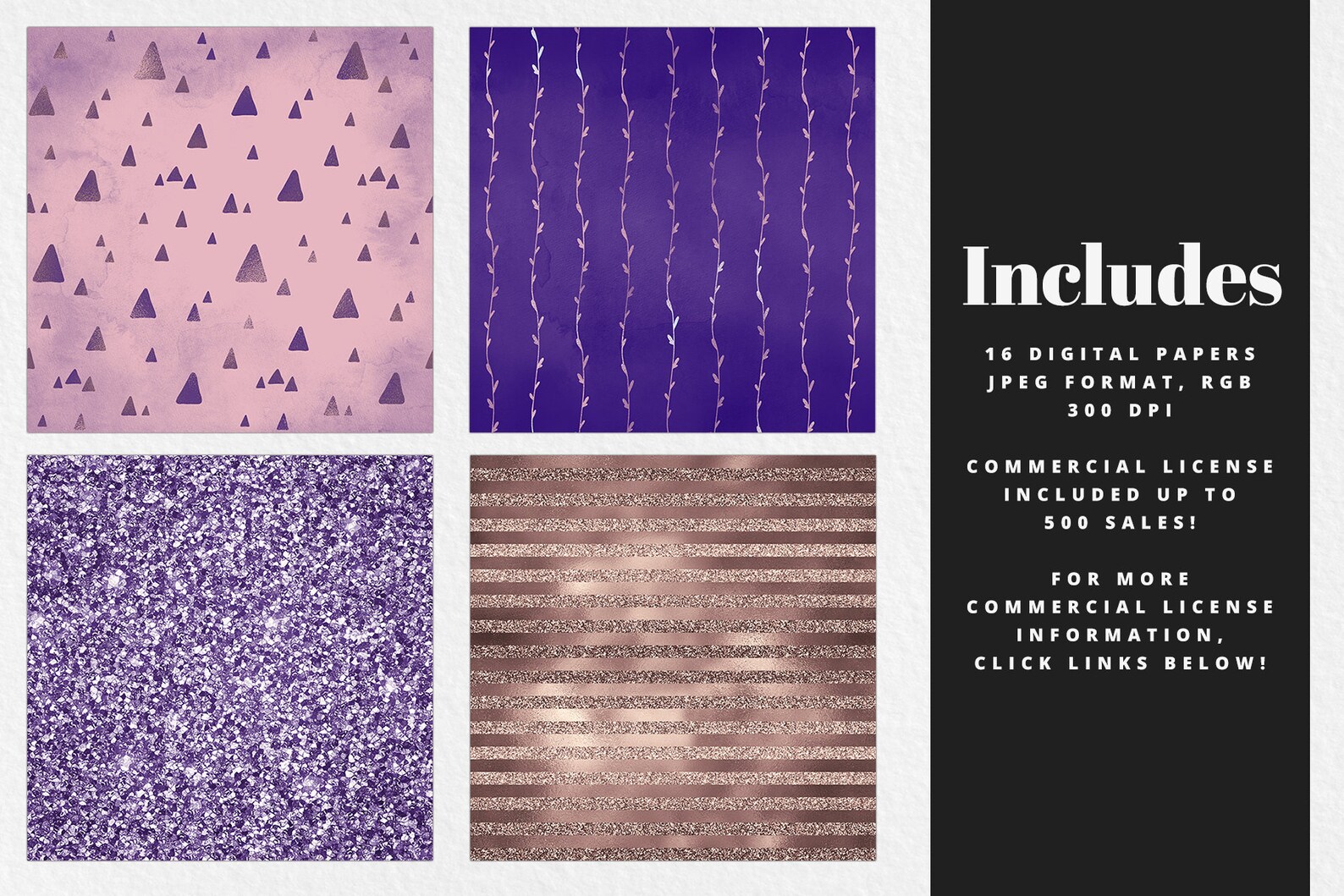 Lavender Digital Paper Set Seamless Textures Purple Floral | Etsy