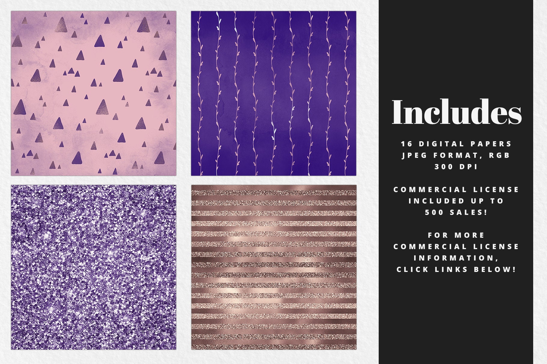 Lavender Digital Paper Set Seamless Textures Purple Floral | Etsy