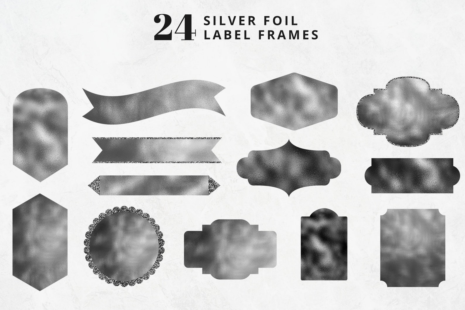 Silver Foil Label Frames Label Frame Clip Art Silver Foil - Etsy