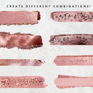 Rose Gold Brush Strokes Clipart, Paint Strokes, PNG, Gold Foil Brush ...