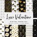 Valentine's Day Black and Gold Digital Paper, Gold Foil, Valentine ...