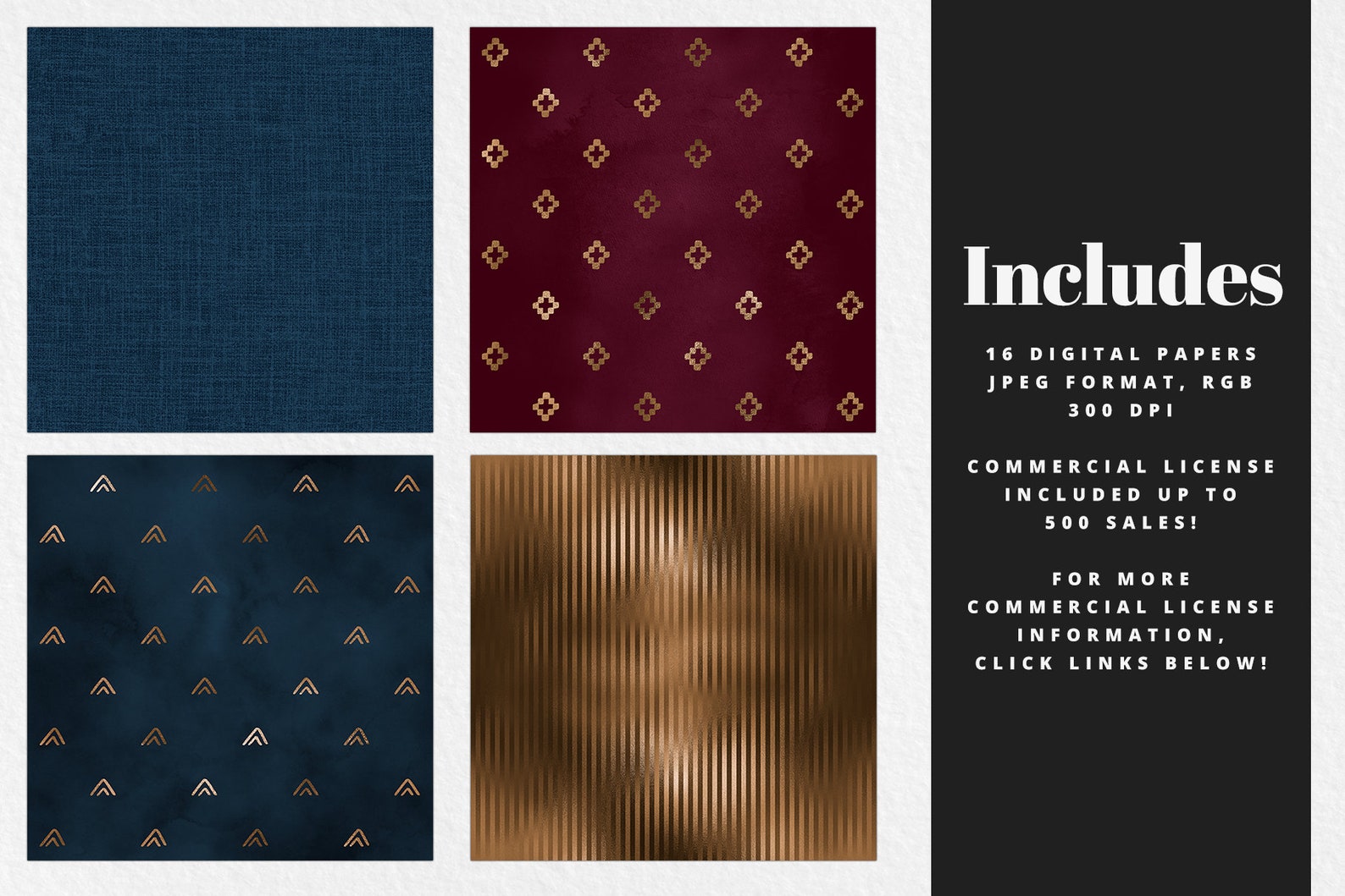 Navy & Burgundy Digital Paper Set Foil Seamless Textures | Etsy