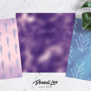 Lavender Digital Paper Set, Seamless Textures, Purple, Floral, Metallic ...