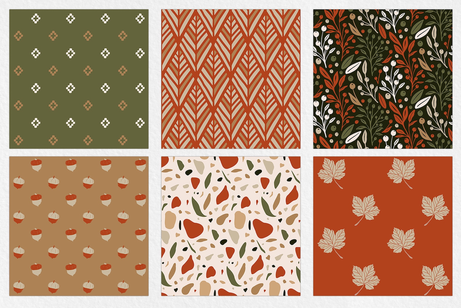 Fall Foliage Digital Paper Set, Seamless Textures, Autumn Patterns ...