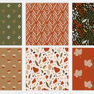 Fall Foliage Digital Paper Set, Seamless Textures, Autumn Patterns ...
