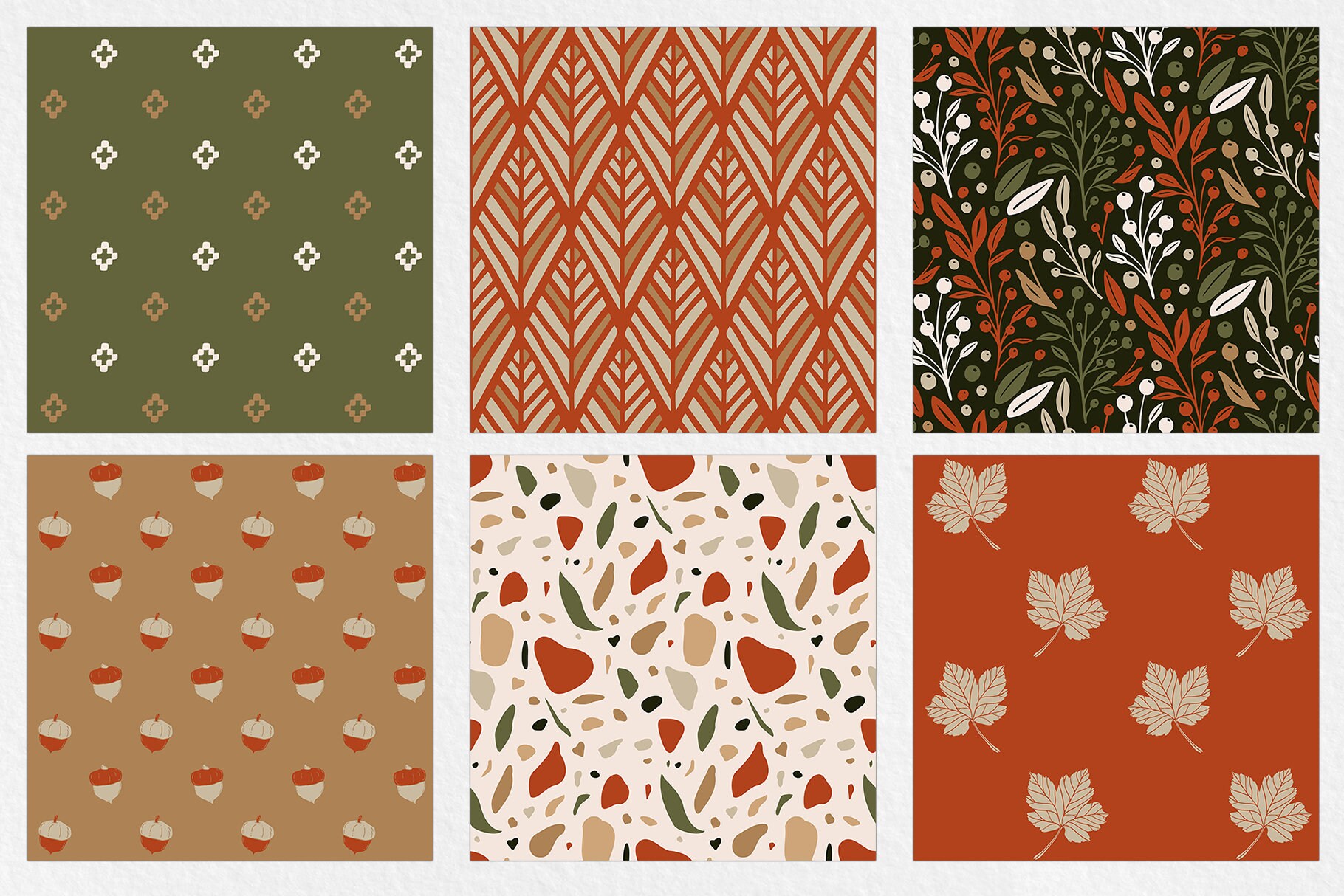 Fall Foliage Digital Paper Set, Seamless Textures, Autumn Patterns ...