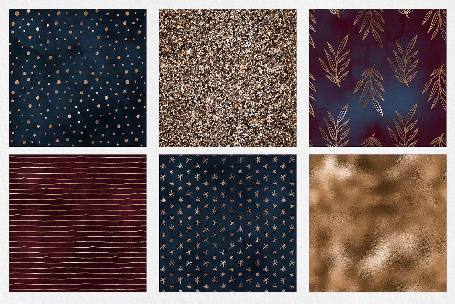 Navy & Burgundy Digital Paper Set Foil Seamless Textures | Etsy