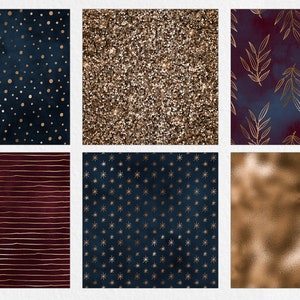 Navy & Burgundy Digital Paper Set, Foil, Seamless Textures, Summer ...
