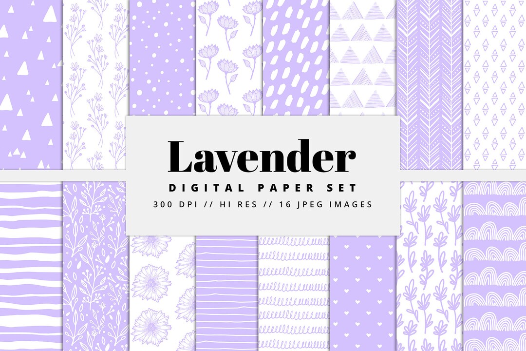 Lavender Purple Pastel Digital Paper, Printable Paper, Pastel Patterns ...