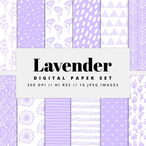 Lavender Purple Pastel Digital Paper, Printable Paper, Pastel Patterns ...