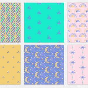Pastel Magic Digital Paper Set, Seamless Textures, Esoteric Patterns ...