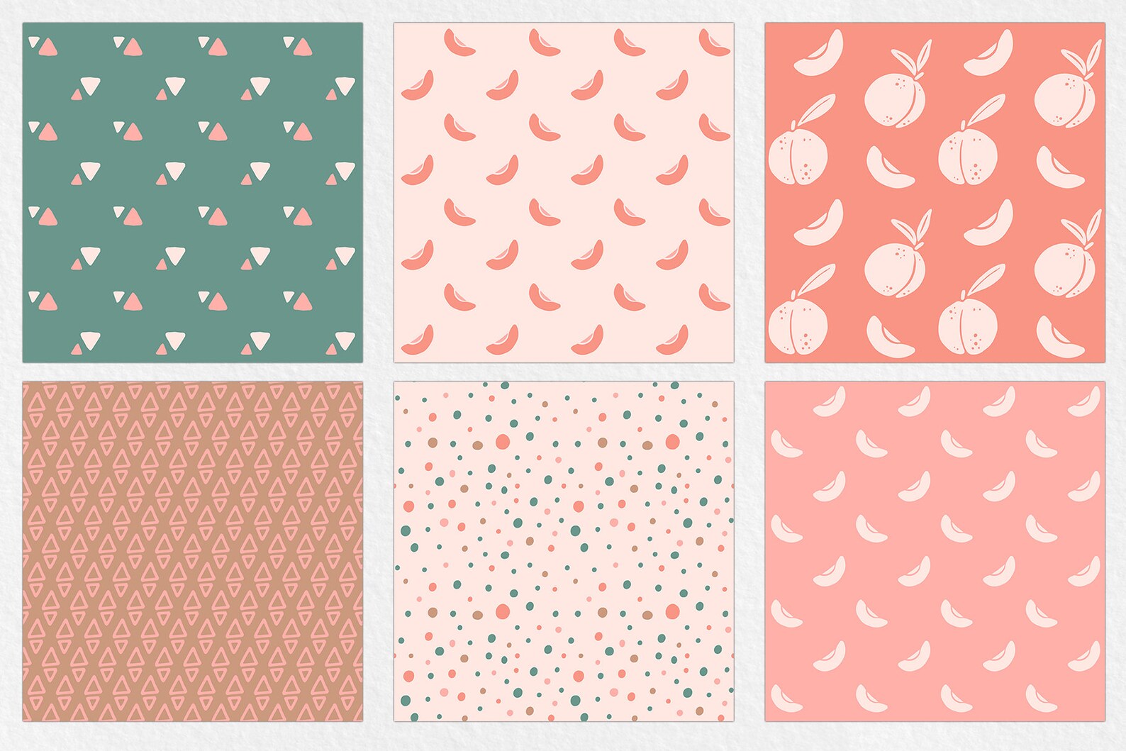 Peach Digital Paper Set Seamless Textures Summer Patterns - Etsy