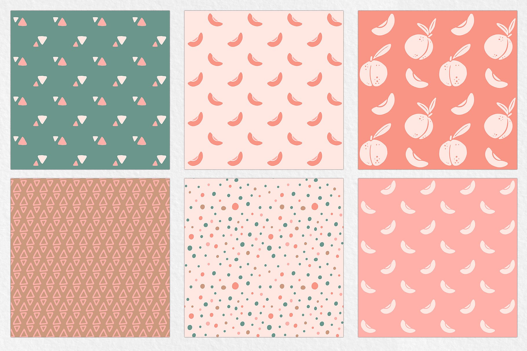 Peach Digital Paper Set, Seamless Textures, Summer Patterns, Spring ...