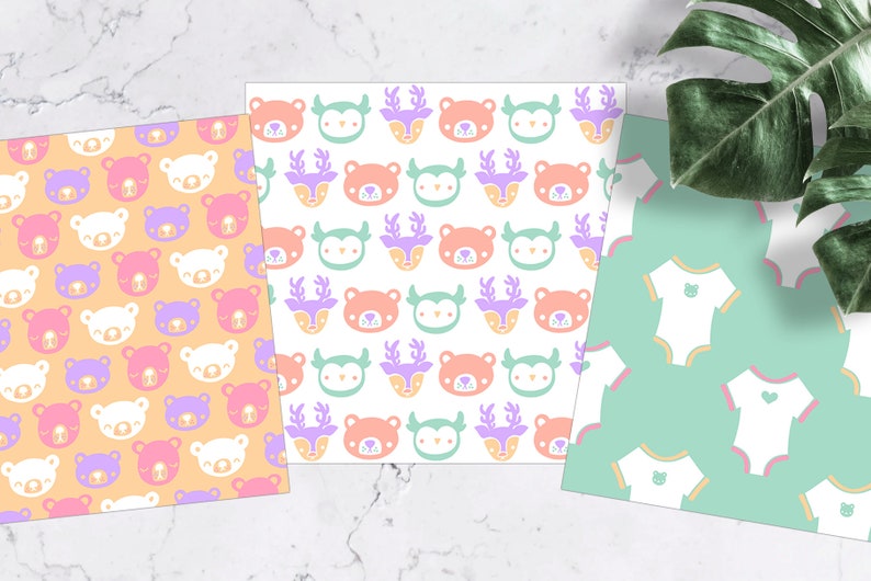 Nursery Digital Paper Set Seamless Textures Pastel Paper | Etsy