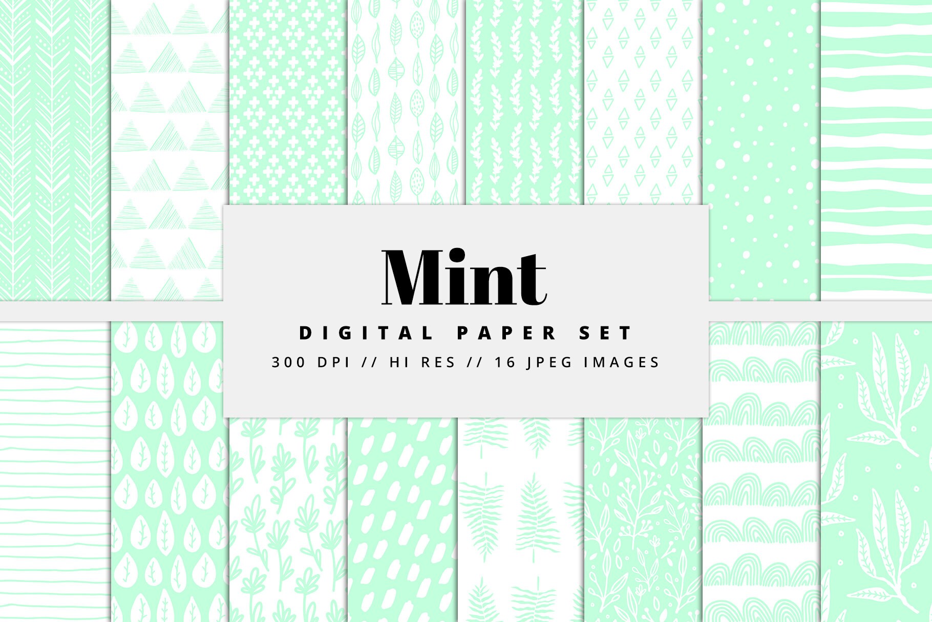Mint Pastel Digital Paper Printable Paper Pastel Patterns - Etsy