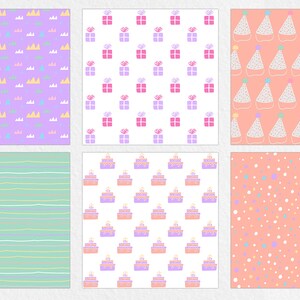 Pastel Birthday Digital Paper Set, Seamless Textures, Birthday Party ...