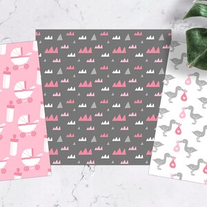 Pink Nursery Digital Paper Set, Seamless Textures, Baby Girl, Baby ...