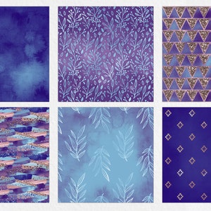 Lavender Digital Paper Set, Seamless Textures, Purple, Floral, Metallic ...