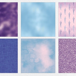 Lavender Digital Paper Set, Seamless Textures, Purple, Floral, Metallic ...