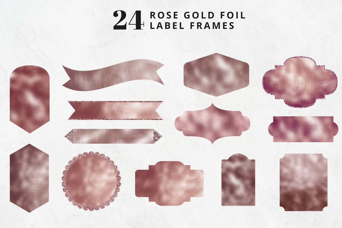 Rose Gold Foil Label Frames Label Frame Clip Art Rose Gold | Etsy