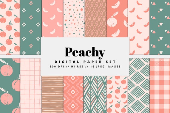 Peach Digital Paper Set Seamless Textures Summer Patterns - Etsy