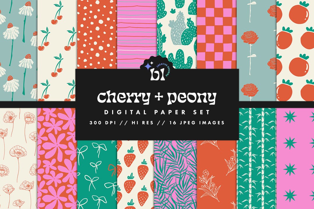 Vintage Digital Paper Set, Retro Seamless Textures, Floral Patterns ...