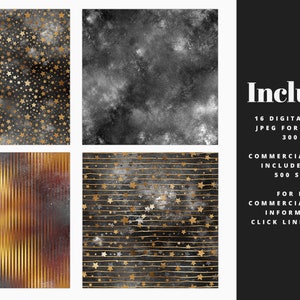 Black Galaxy Gold Foil Digital Paper, Seamless Textures, Digital ...
