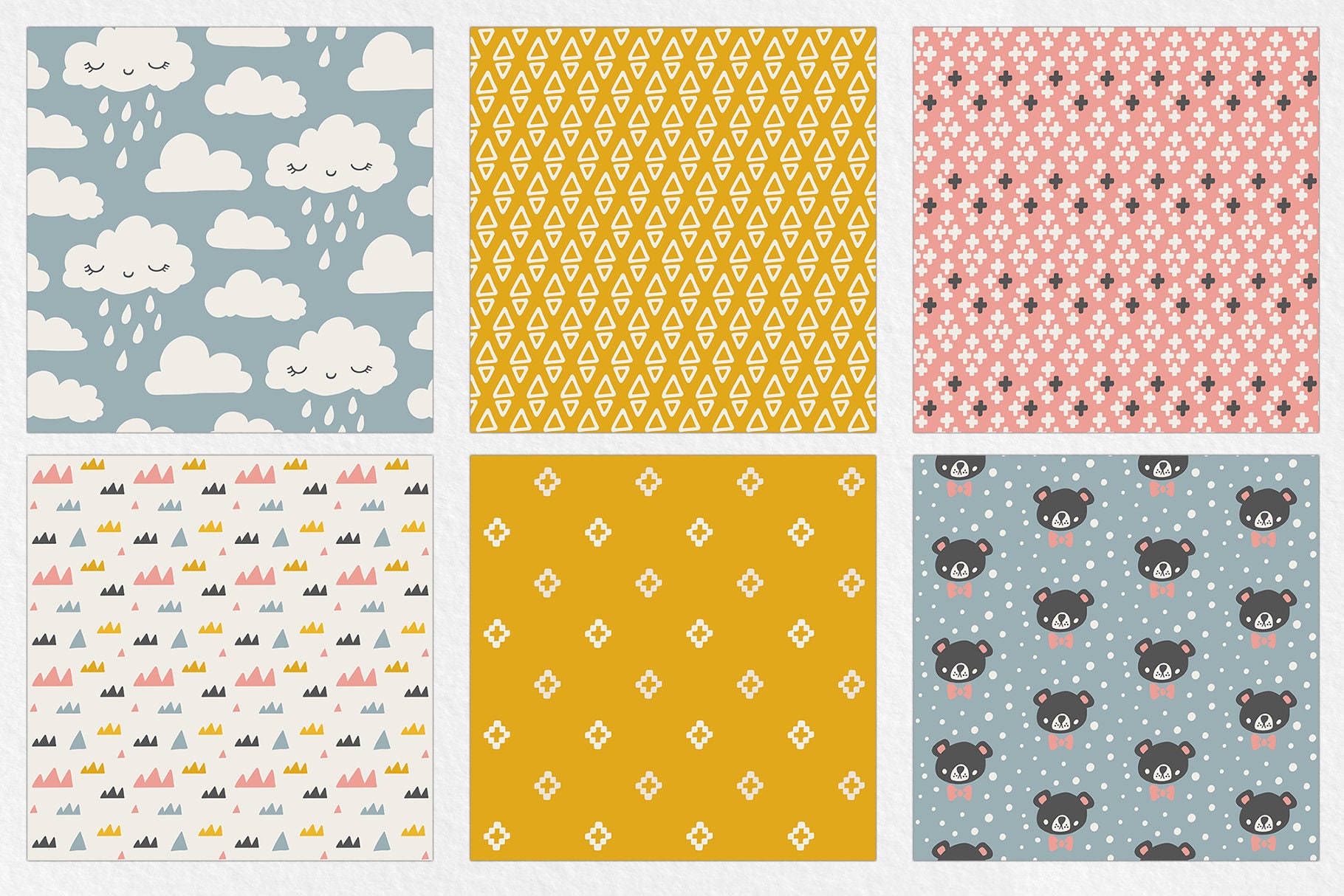 Nursery Digital Paper Set Seamless Textures Baby Patterns - Etsy