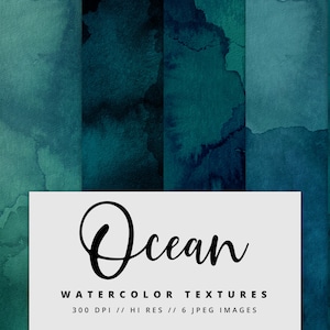 Ocean Watercolor Digital Paper, Watercolor Textures, Watercolor ...