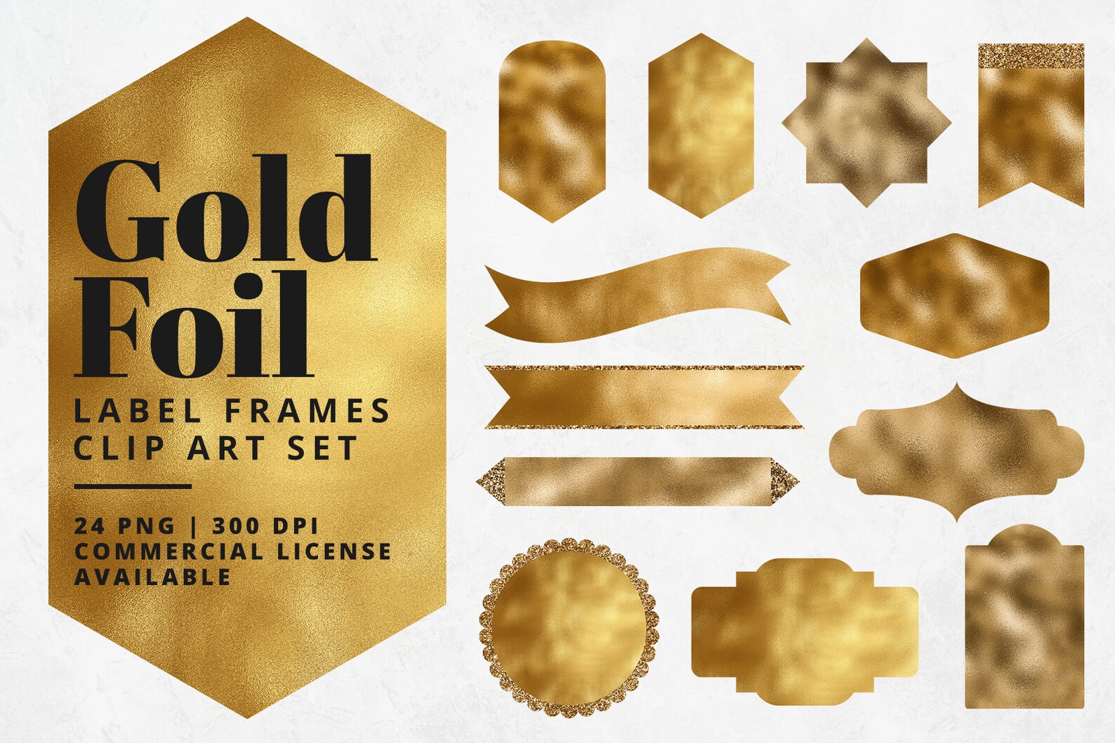 Gold Foil Label Frames Label Frame Clip Art Golden Foil - Etsy