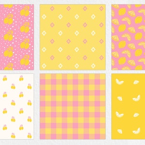 Lemon Digital Paper Set, Seamless Textures, Summer Patterns, Lemonade ...