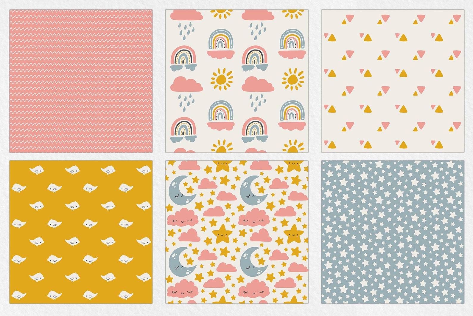 Nursery Digital Paper Set Seamless Textures Baby Patterns | Etsy