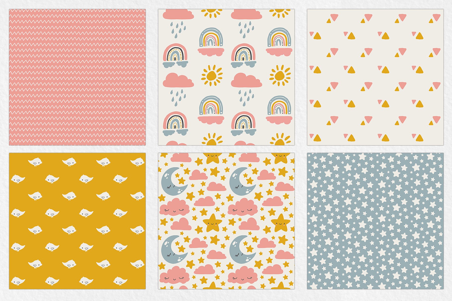 Nursery Digital Paper Set Seamless Textures Baby Patterns - Etsy