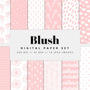 Blush Pink Pastel Digital Paper, Printable Paper, Pastel Patterns ...