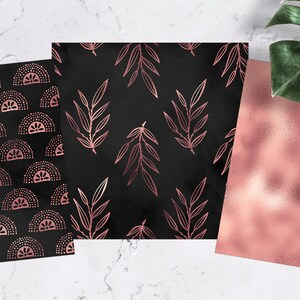 Rose Gold Summer Digital Paper Set, Foil, Seamless Textures, Tropical ...