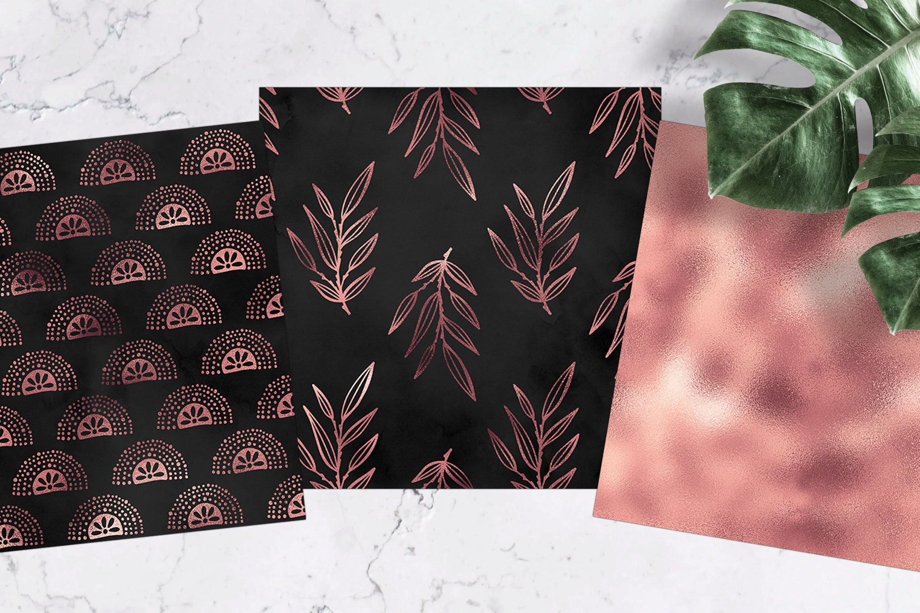 Rose Gold Summer Digital Paper Set Foil Seamless Textures - Etsy