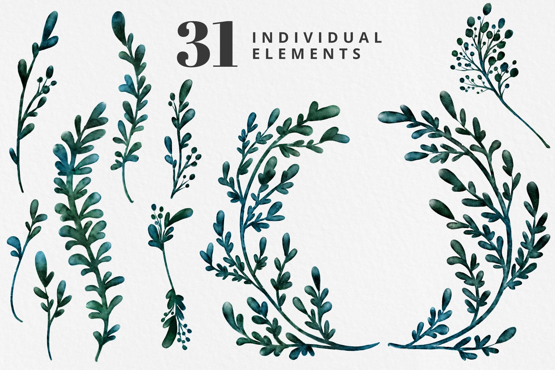 Watercolor Green Leaves Clip Art Botanical Leaves - Etsy