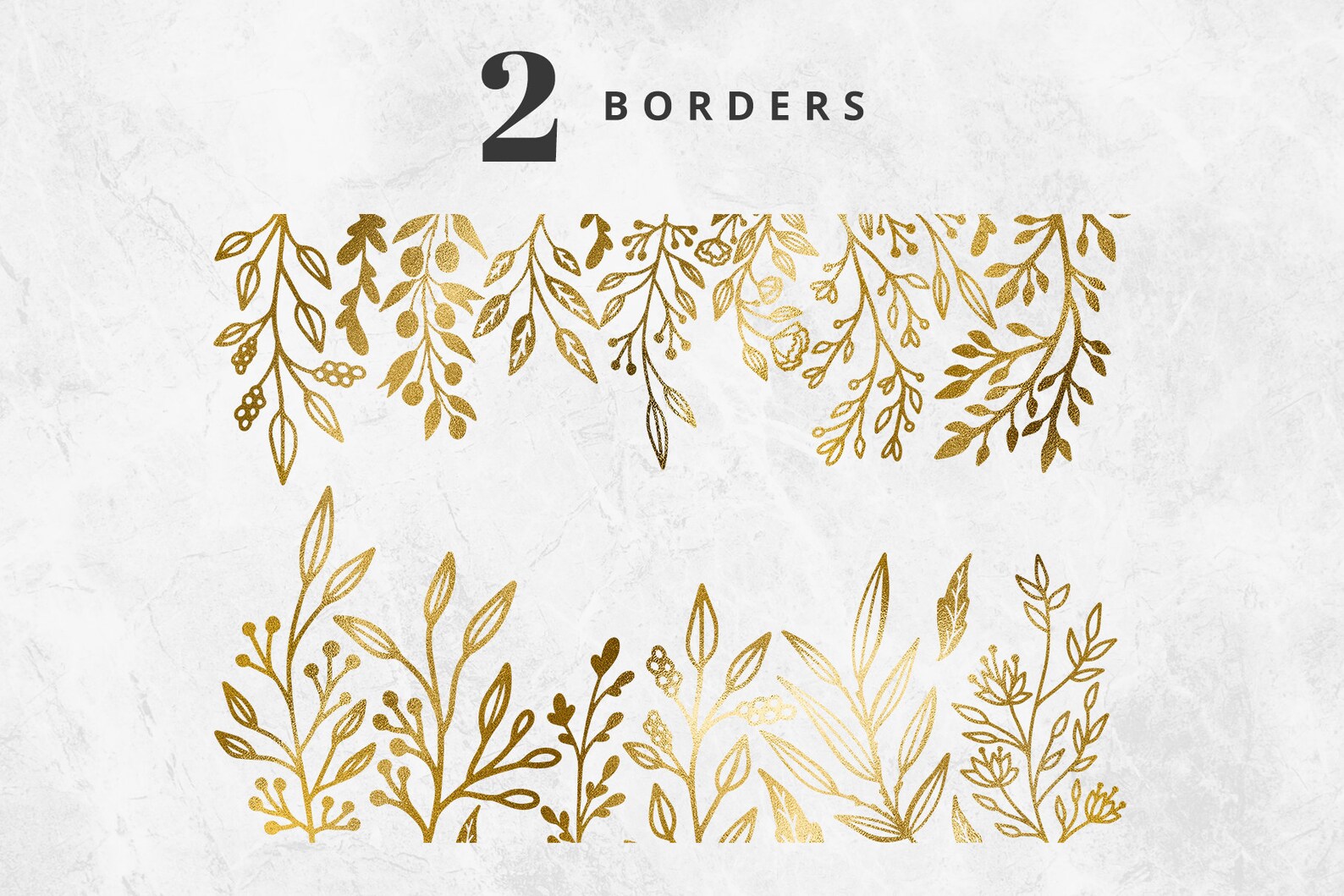 Gold Foil Floral Clipart Set, Faux Foil, Clipart, Floral Illustrations ...