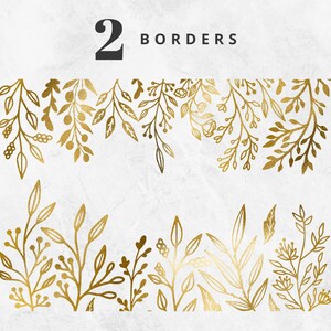 Gold Foil Floral Clipart Set, Faux Foil, Clipart, Floral Illustrations ...